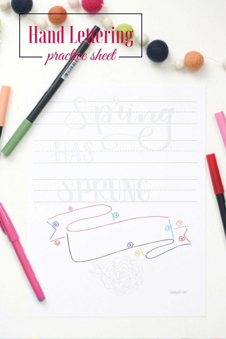 Spring Hand Lettering Practice Sheet and Printable