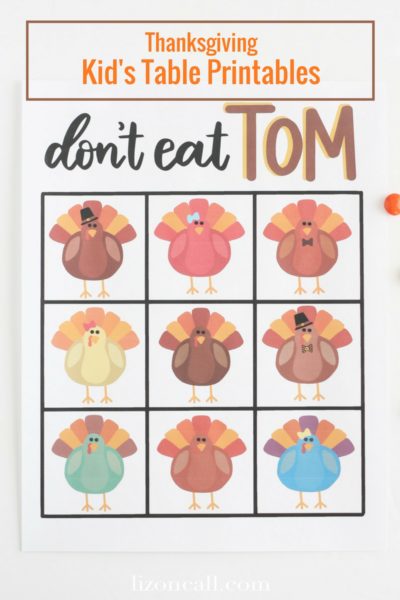 Thanksgiving Kid’s Table Printables