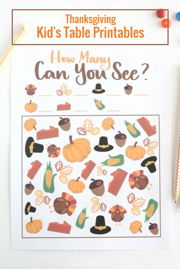 Thanksgiving Kid’s Table Printables